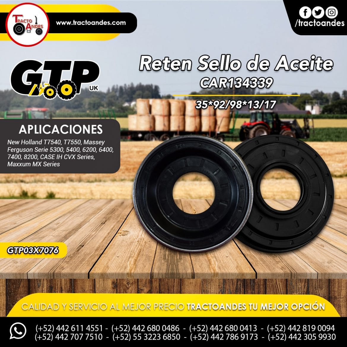 Reten Sello de Aceite - CAR134339 TRACTOANDES