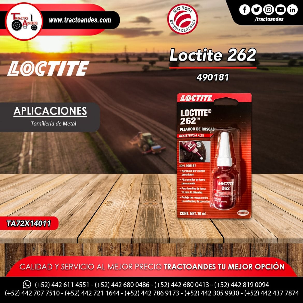 Loctite 262 - 490181 | Fijador de Roscas